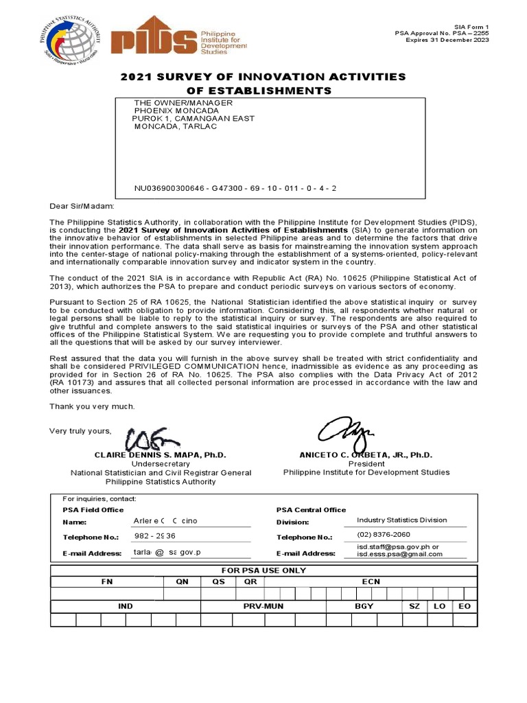 2021 SIA Questionnaire (Fillable) V2 - Phoenix | PDF | Innovation ...