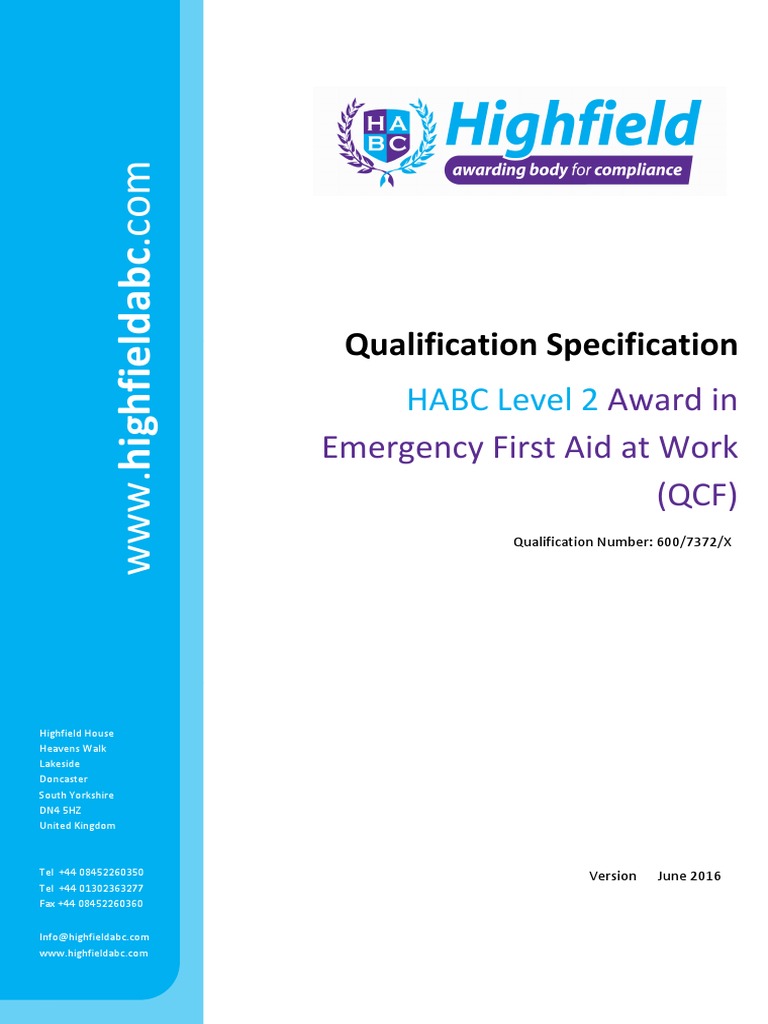 (15062016 1103) Efaw Qualification Specification v7 | PDF | First Aid | Identity Document