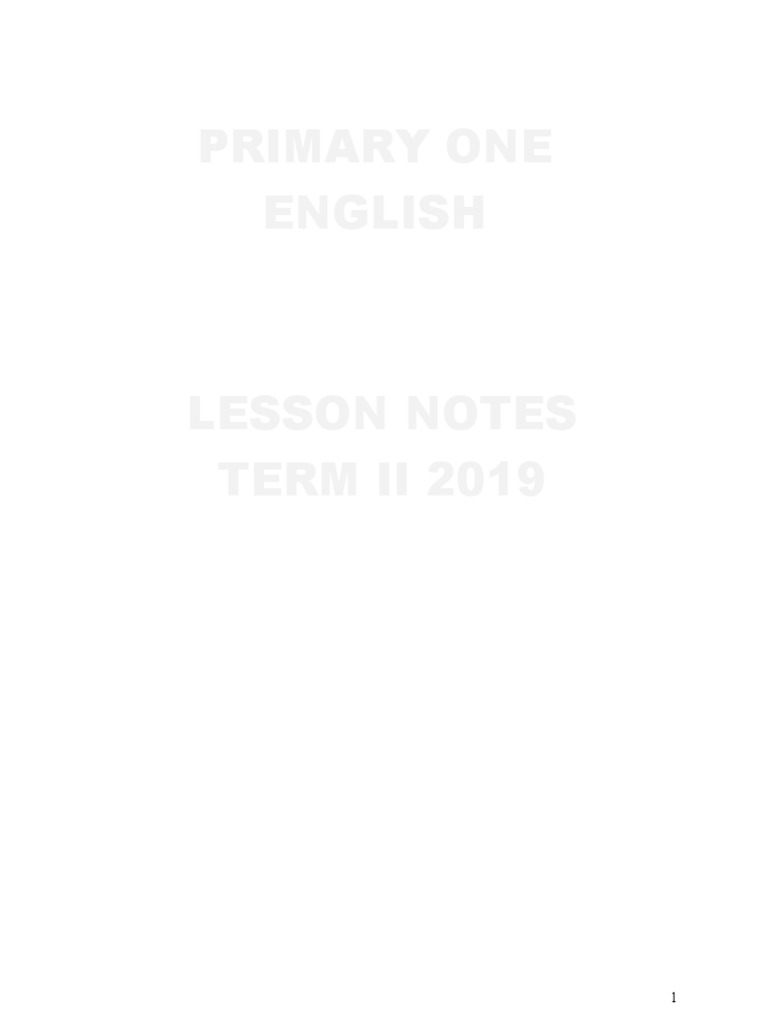 P.1 Lesson Notes | PDF | Grammatical Tense | Verb