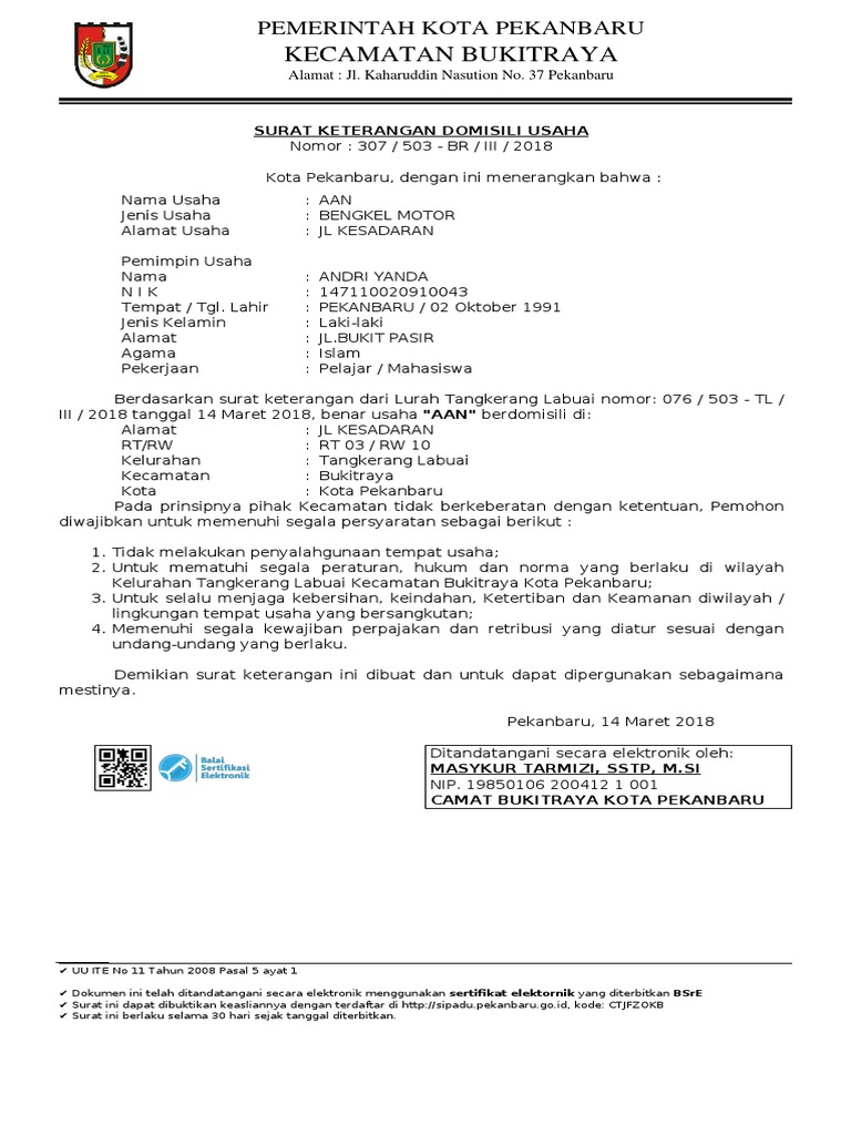 Contoh 3 - Kecamatan Bukit Raya | PDF