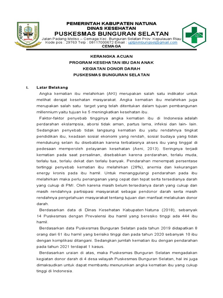 Program Donor Darah Puskesmas Bunguran | PDF