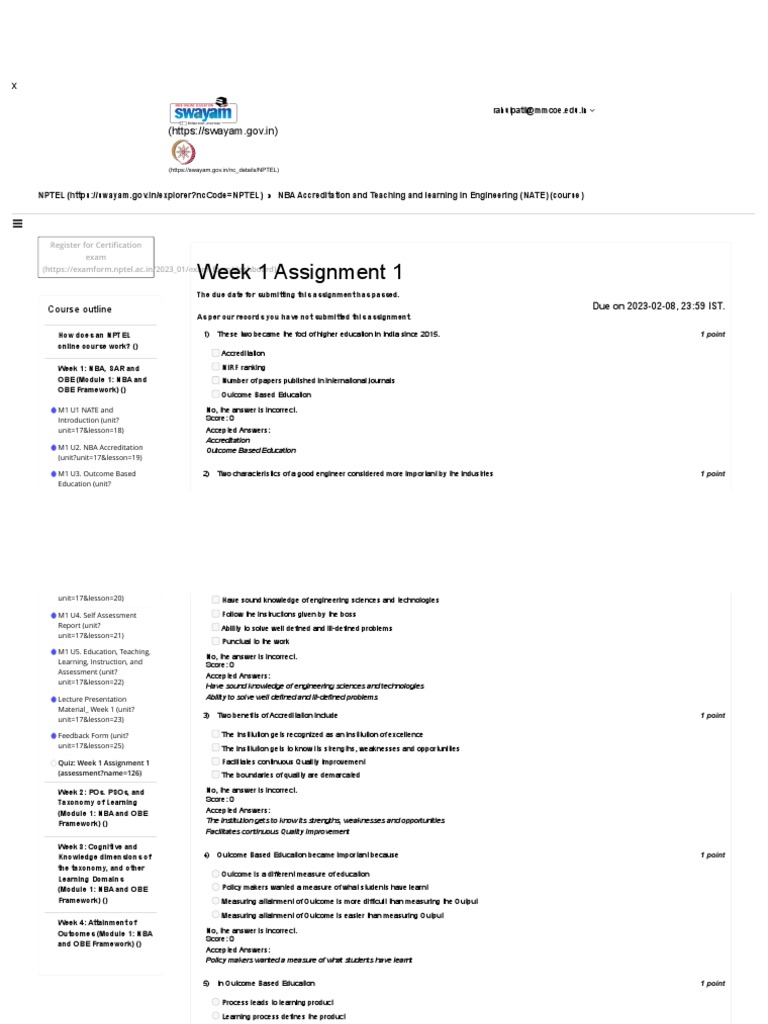 Week 1 - Assignment With Ans | PDF | Teachers | Cognition