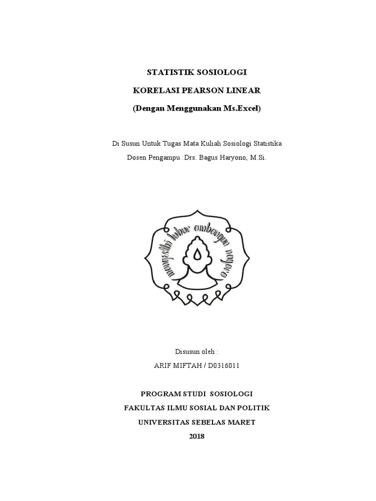 Paper Statistik Sosiologi Korelasi Pearson Linear. | PDF