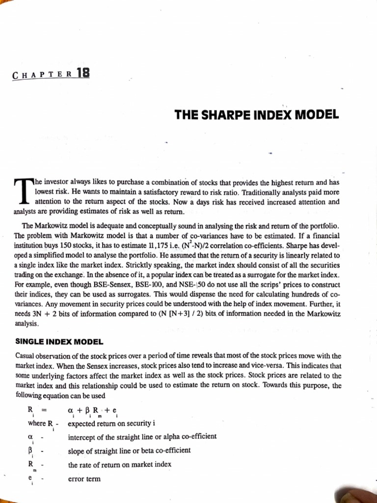 Sharpe Index Model | PDF | Stock Market Index | Beta (Finance)