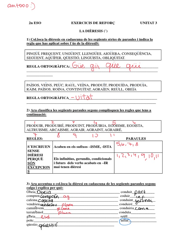 Fitxa de Repàs Unitat 3 | PDF