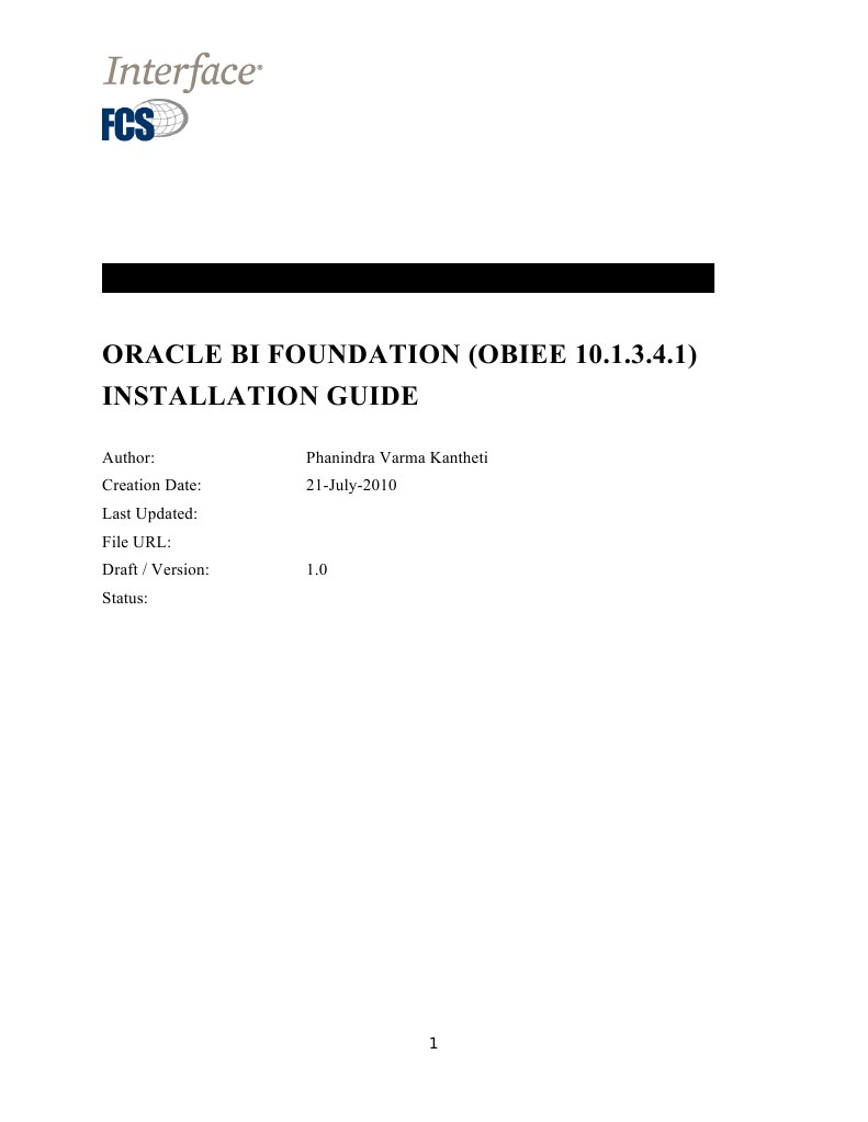 Oracle Bi Foundation (Obiee 10.1.3.4.1) Installation Guide | PDF | Directory (Computing) | Java ...