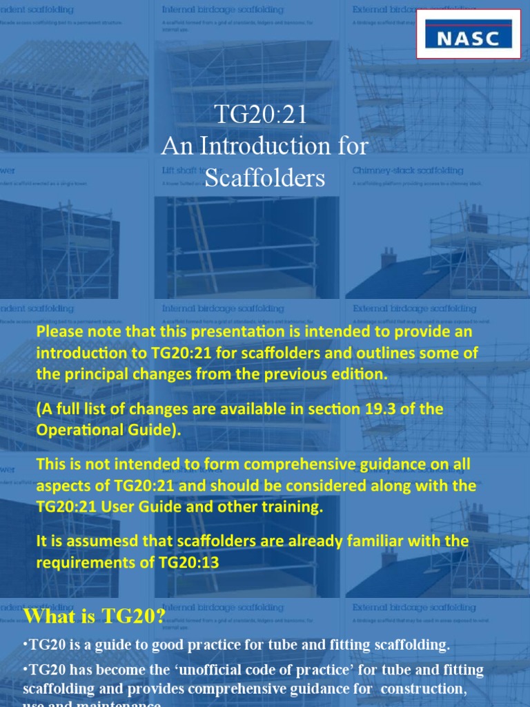 TG20:21 Scaffold Guide Update | PDF | Scaffolding | Manufactured Goods