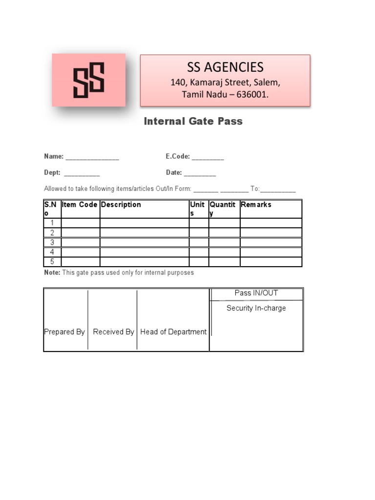 Gate Pass | PDF
