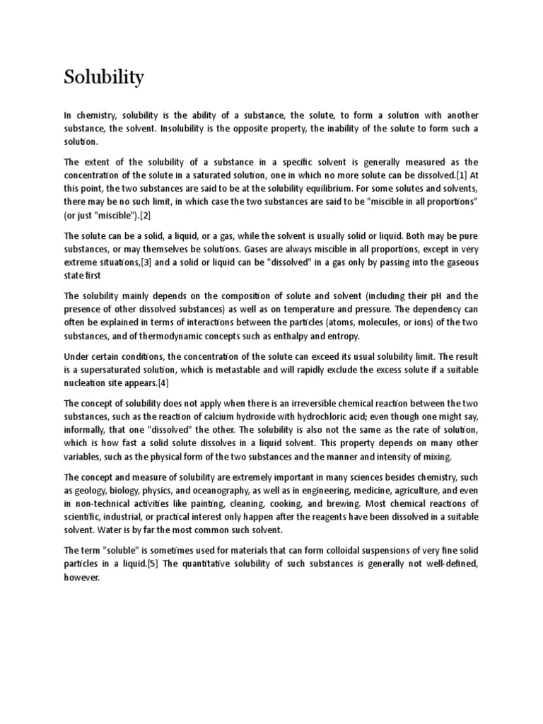 Solubility | PDF | Solubility | Solvation