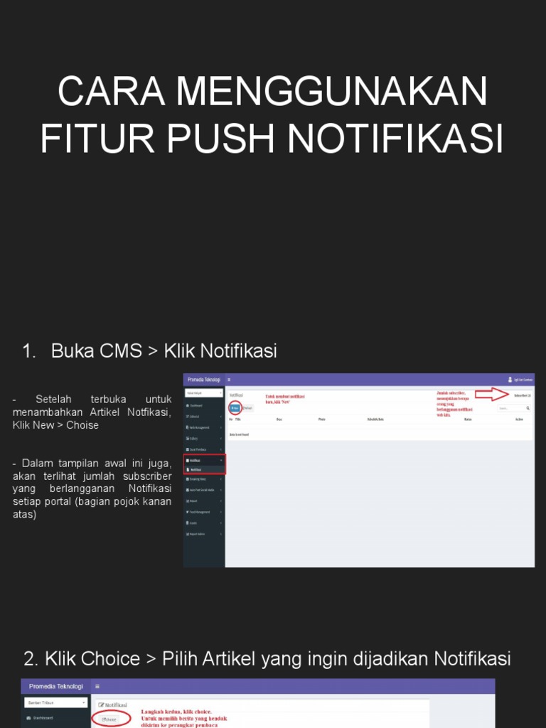 Panduan Push Notifikasi CMS | PDF
