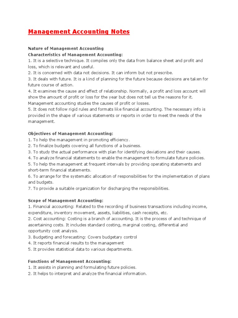 Management Accounting Notes: Nature of Management Accounting ...