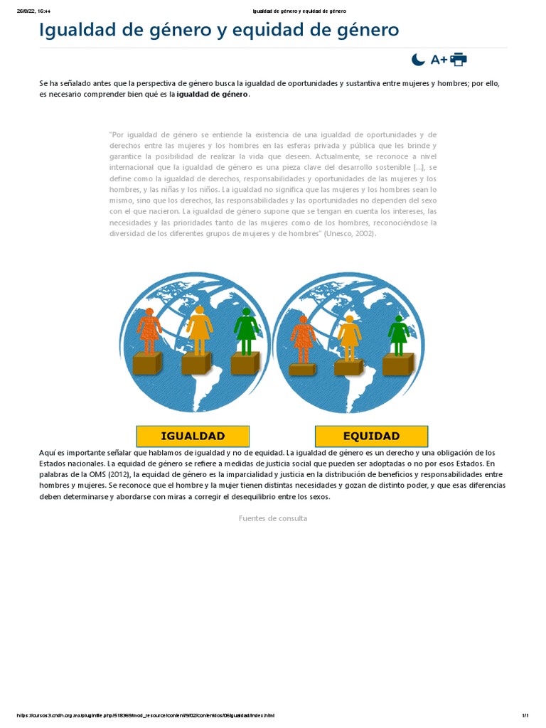 Igualdad y equidad de género explicadas | PDF | Estudios de género ...