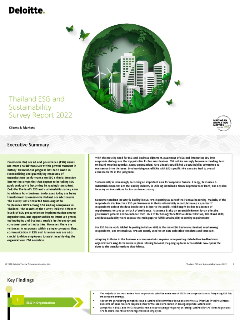 TH Esg Sustainability Survey Report 2022 | PDF | Sustainability ...