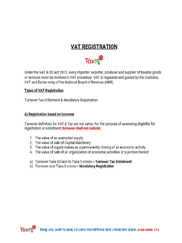 Mandatory VAT Registration List - Bangladesh | PDF