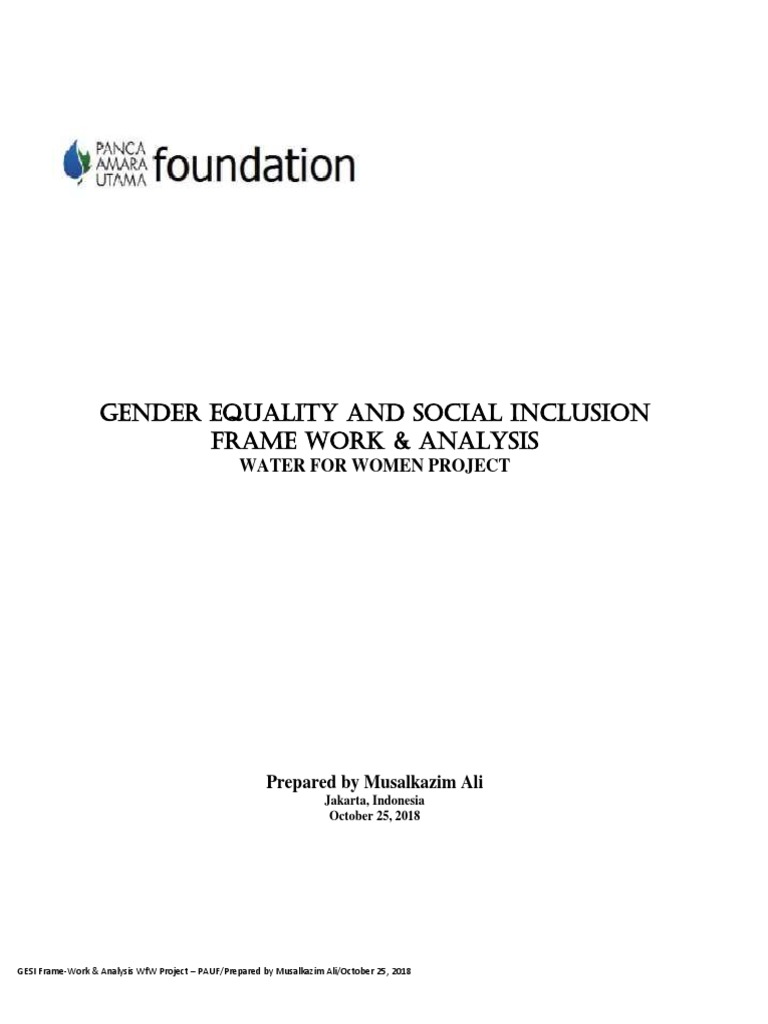 GESI FRAMEWORK WFW | PDF | Wash | Social Exclusion
