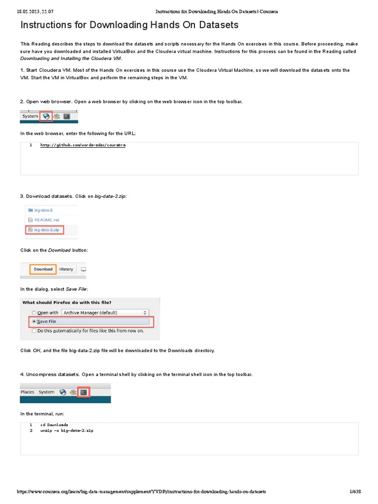Instructions For Downloading Hands On Datasets: Downloading and ...