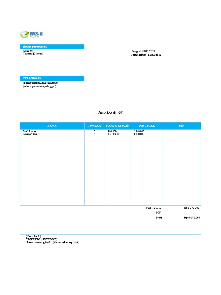 Contoh Invoice Pembelian Barang | PDF | Bisnis | Pengelolaan Keuangan ...