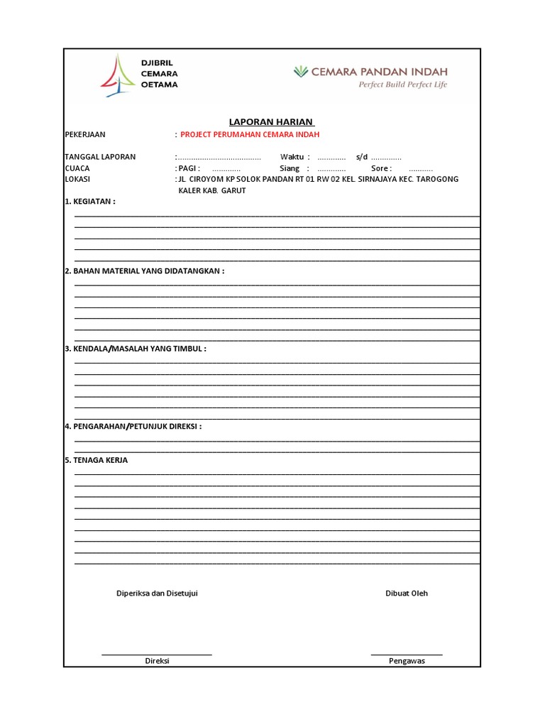Format Laporan Harian | PDF