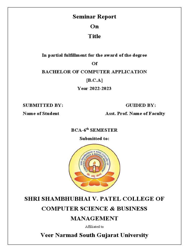 Seminar Report Cover Page | PDF