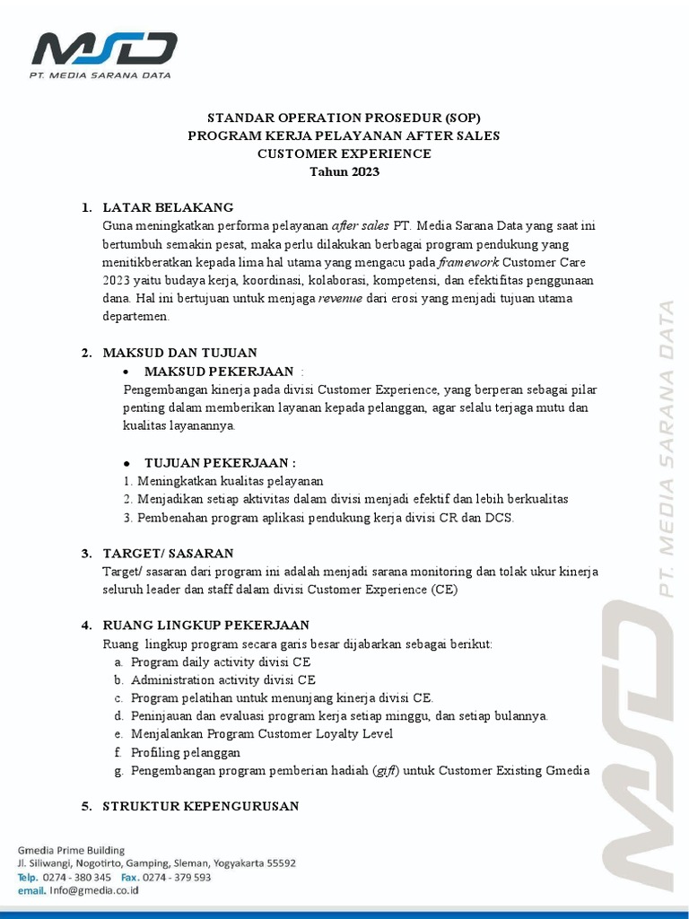 SOP - Jobdesk | PDF
