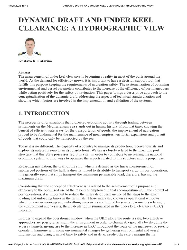 Dynamic Draft and Under Keel Clearance An Hydrographic View | PDF