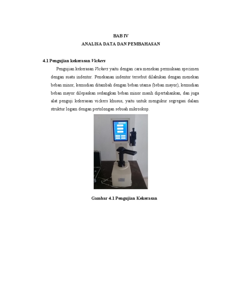 Bab Iv Analisa Data Dan Pembahasan 4.1 Pengujian Kekerasan Vickers | PDF