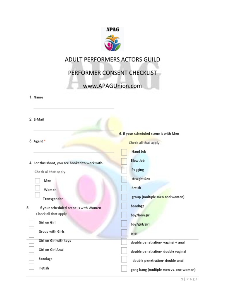 Adult Performer Consent Checklist | PDF