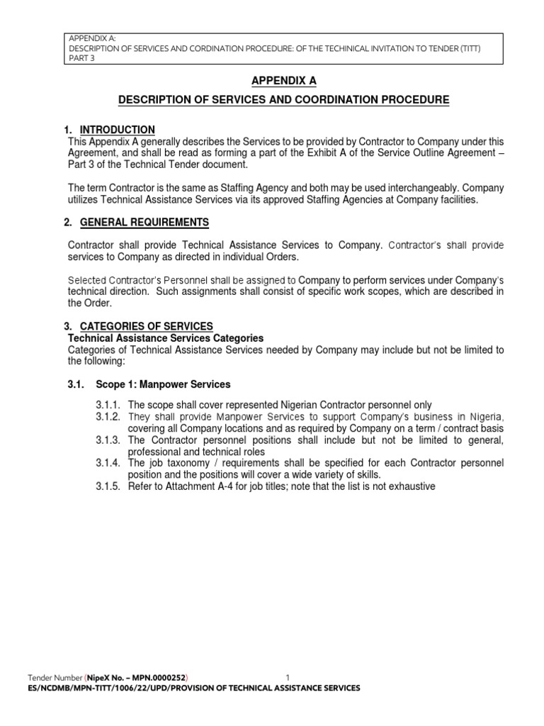 Description of Services and Coordination Procedure.. | PDF | Workweek ...