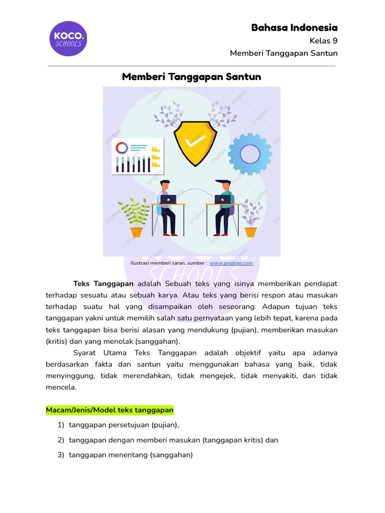 Revision Note - Bahasa Indonesia Kelas 9 - Memberi Tanggapan Santun | PDF