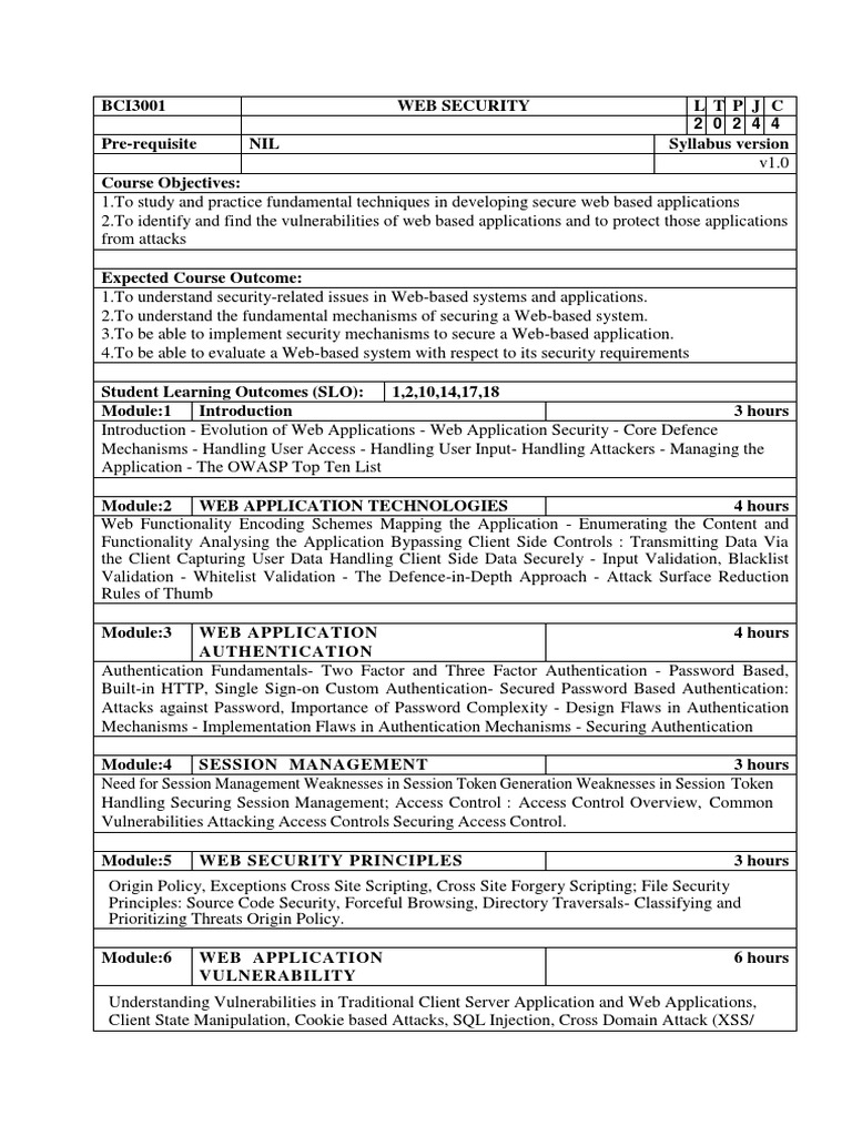 Web Application Security Course Overview | PDF | World Wide Web ...
