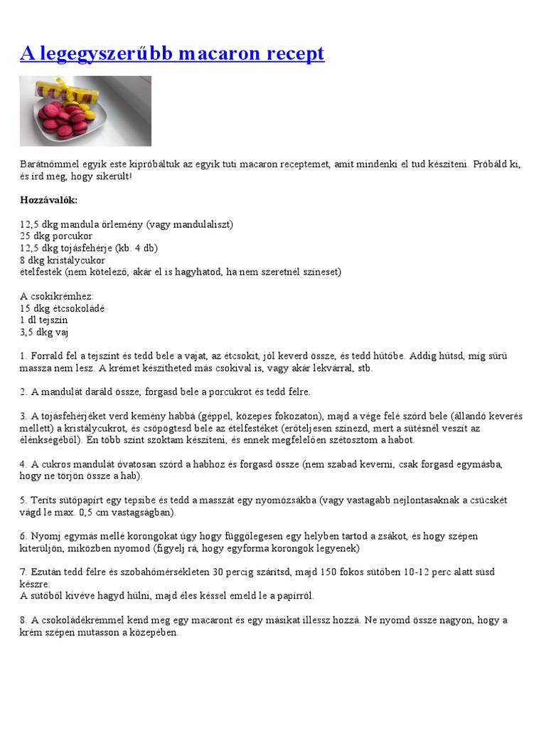 A Legegyszerűbb Macaron Recept | PDF