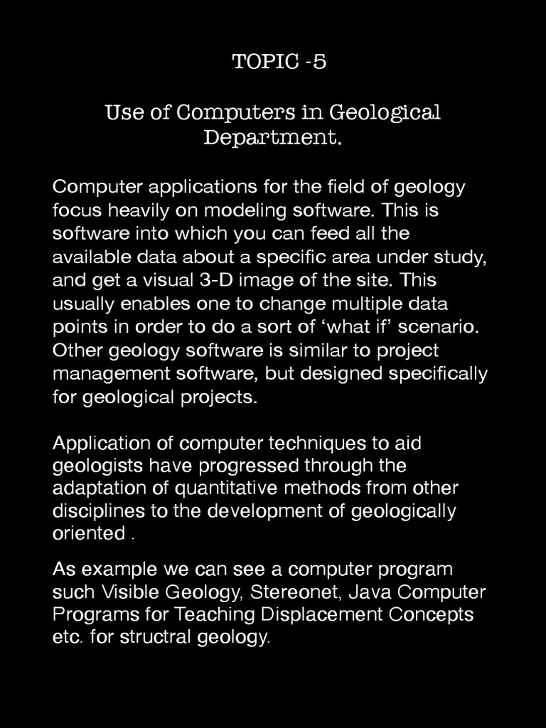 Topic - 5 Use of Computers in Geological Department | PDF | Science ...