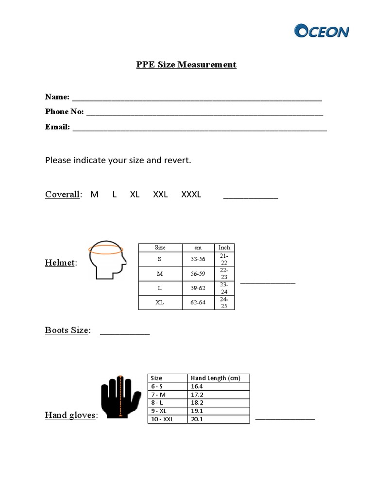 PPE Size Measurement | PDF