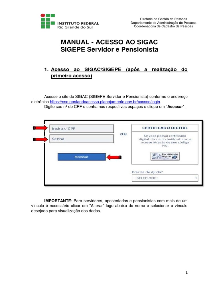 Manual - Acesso Ao Sigac SIGEPE Servidor e Pensionista | PDF | Negócios ...