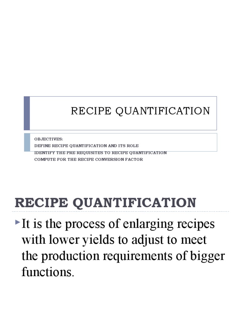 Dokumen - Tips Recipe-Quantification | PDF