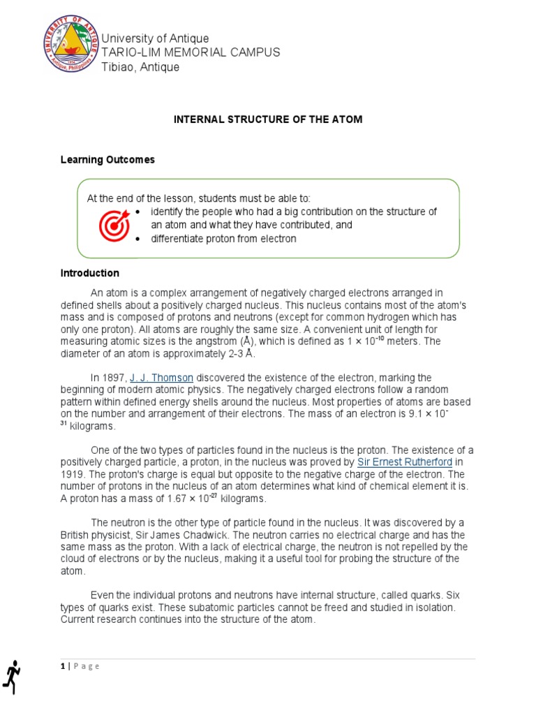 INTERNAL STRUCTURE OF THE ATOM Module | PDF | Atoms | Atomic Nucleus INTERNAL STRUCTURE OF THE ATOM Module | PDF | Atoms | Atomic Nucleus