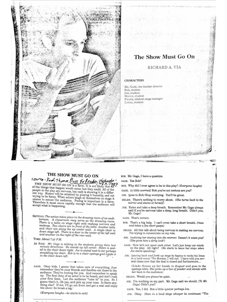 The Show Must Go On Script - Scan | PDF