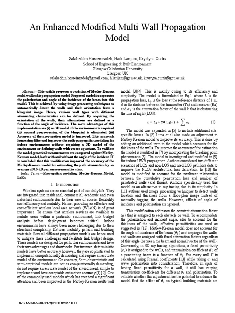 Enhanced Modified Multiwall Propagation | PDF | Antenna (Radio ...