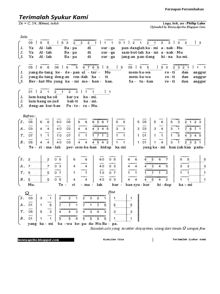 Persembahan - Terimalah Kurban Syukur Kami_compressed | PDF