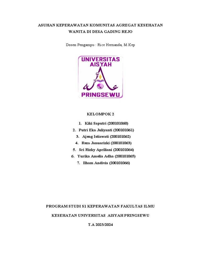Salin-ASUHAN KEPERAWATAN KOMUNITAS AGREGAT KESEHATAN WANITA KELOMPOK 2 | PDF
