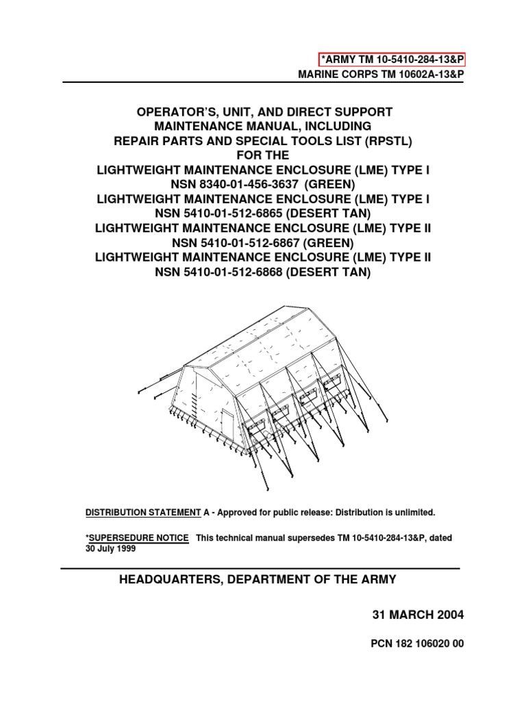 Army TM 10-5410-284-13&P Marine Corps TM 10602a-13&p | PDF | Duct (Flow) | Door