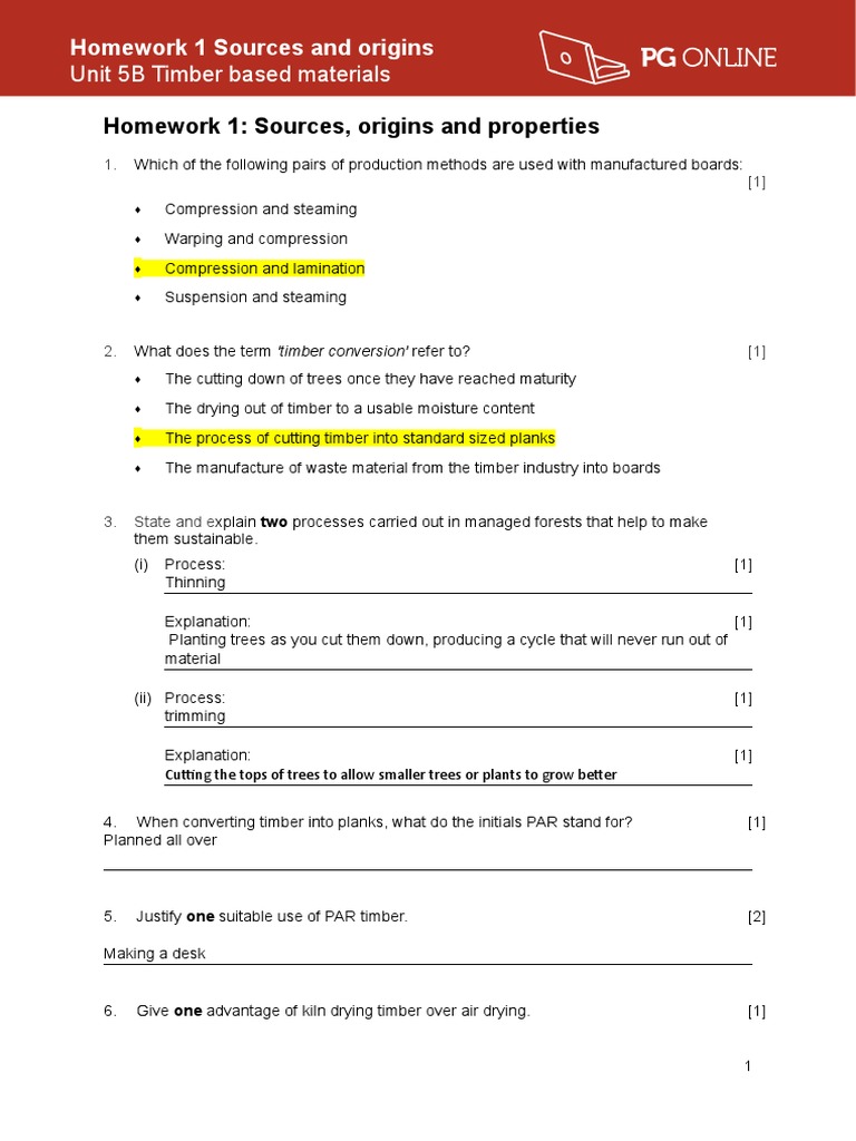 Timber Homework Sources Origins Properties | PDF | Lumber | Building ...