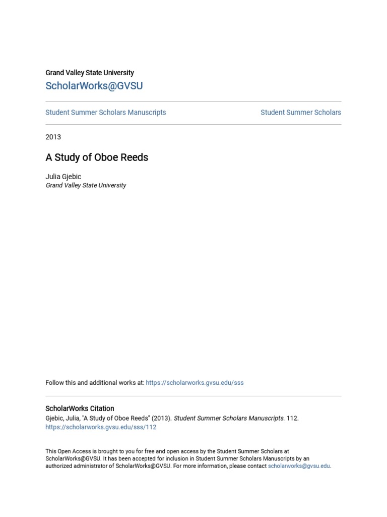 A Study of Oboe Reeds | PDF | Normal Mode | Oboe