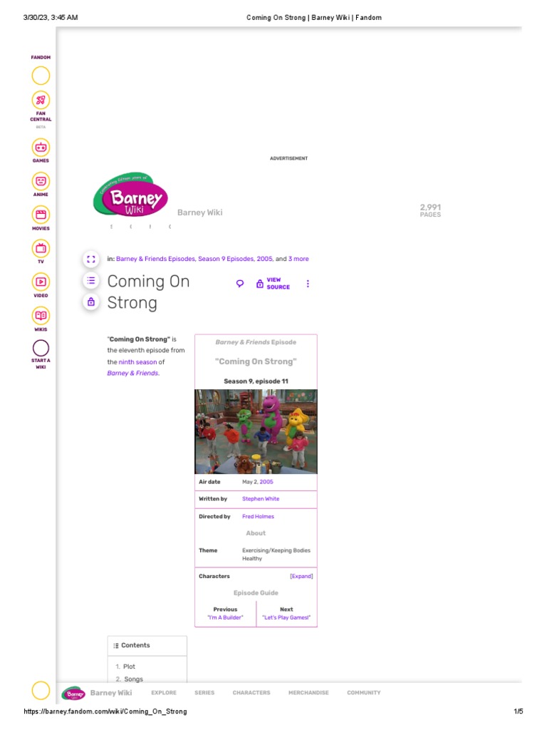 Coming On Strong - Barney Wiki - Fandom | PDF | Fandom