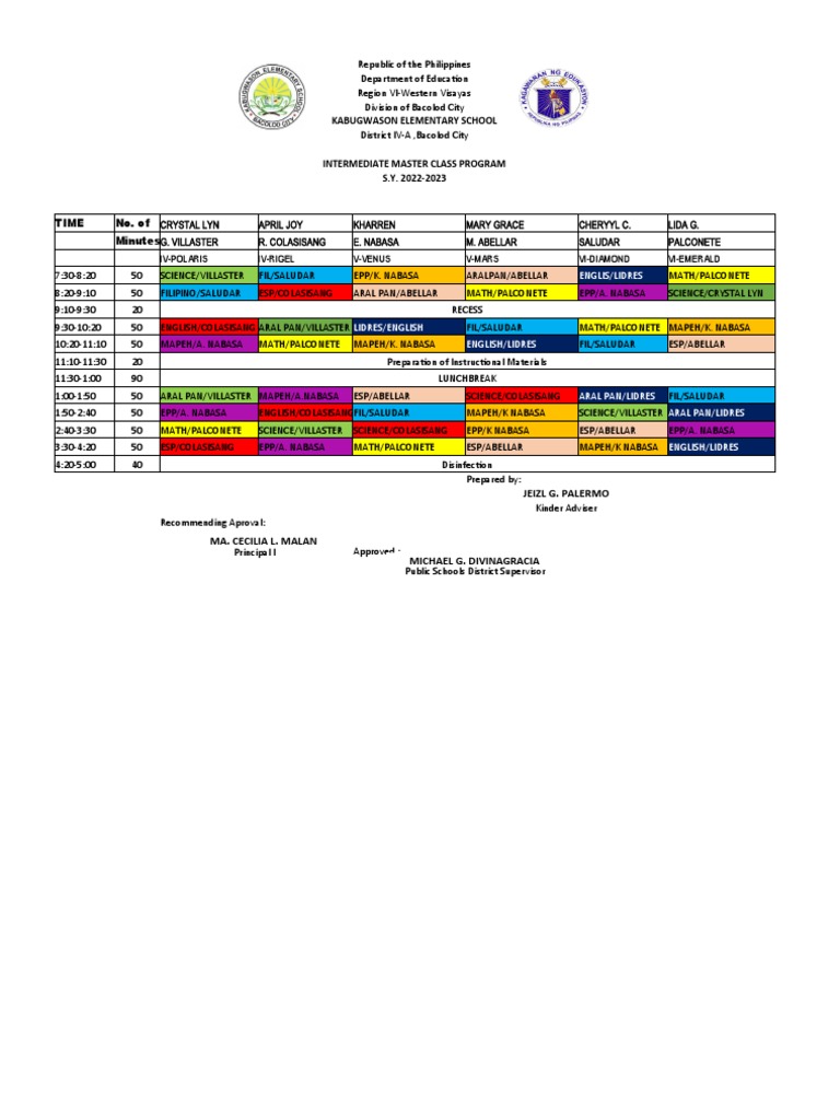 Intermediate Class Program PDF Eurasia Philippines