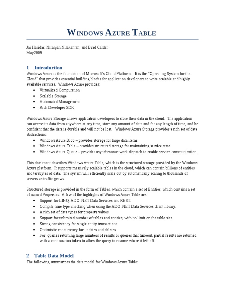 Windows Azure Table May 2009 | PDF | Language Integrated Query ...