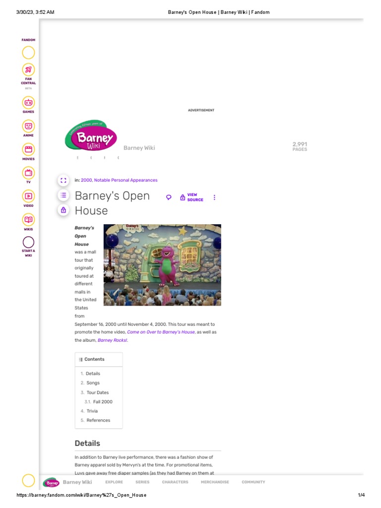 Barney's 2000 Mall Tour Highlights | PDF