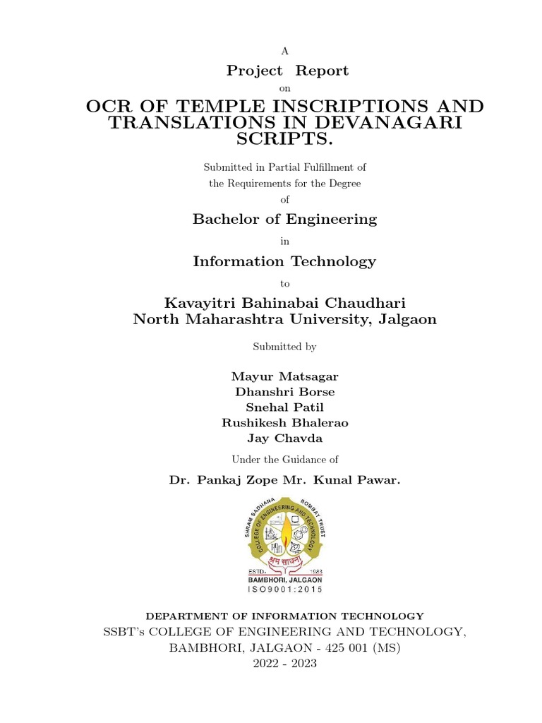 Ocr Of Temple Inscriptions And Translations In Devanagari Scripts Final