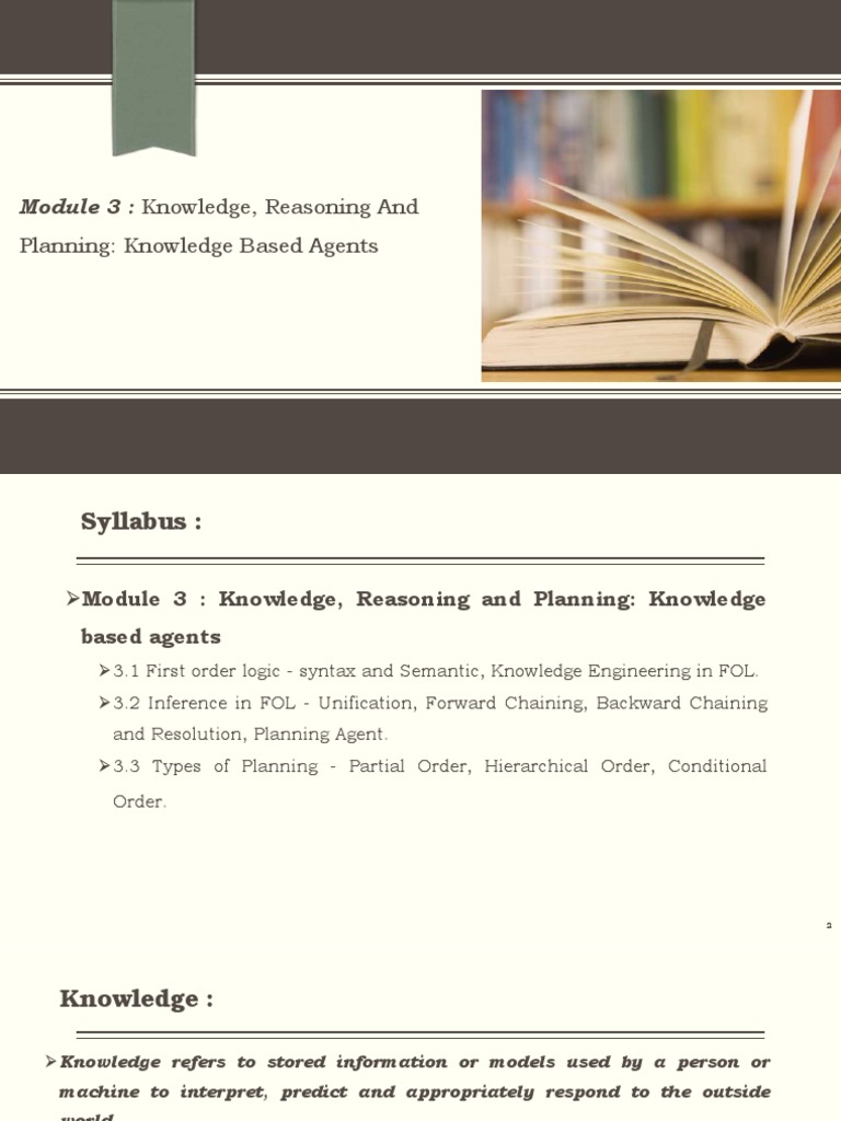 Module 3: Knowledge, Reasoning and Planning | PDF | Interpretation (Logic) | First Order Logic