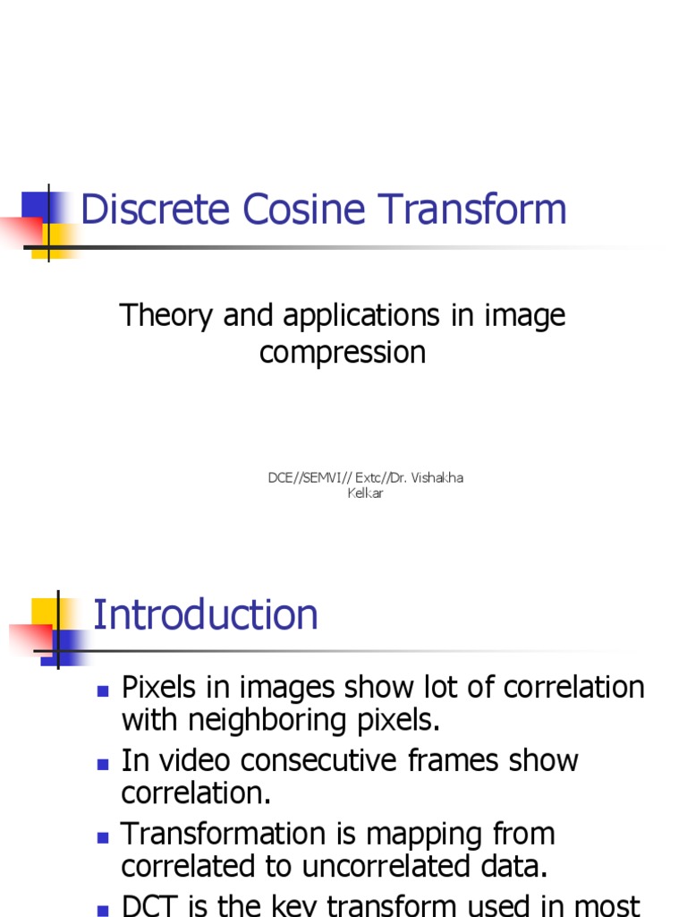 Discrete Cosine Transform: Theory and Applications in Image Compression | PDF | Data Compression ...